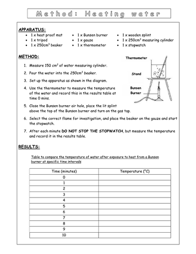 Year 7 - Introduction L3 - Heating water method | Teaching Resources