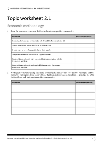 Unit 1: Basic Economic Ideas (SOW and 5 Weeks of lessons) 2024-2025 CIE ...