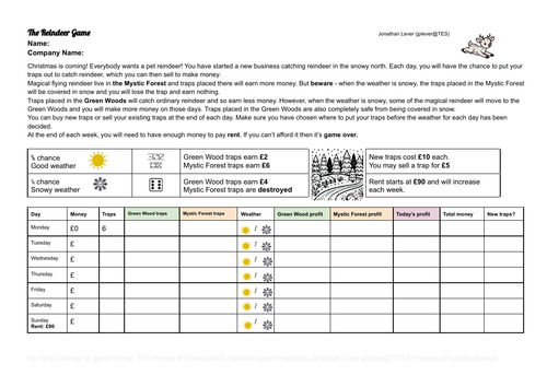 Reindeer Lobster Pot Christmas Maths Game End of Term | Teaching Resources