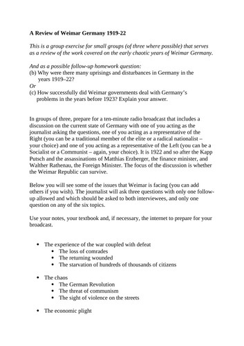 Weimar Germany | Teaching Resources