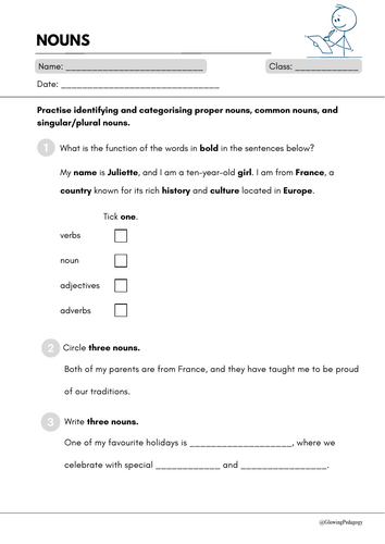 Nouns Worksheet for Year 4 | Teaching Resources