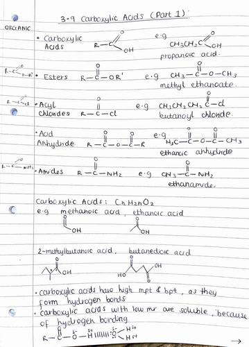 AQA Chemistry A level Carboxylic Acids A* Notes (FULL TOPIC) | Teaching ...