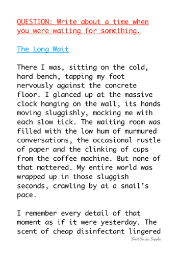 GCSE/IGCSE English Language Story Sample, "Write about a time when you ...