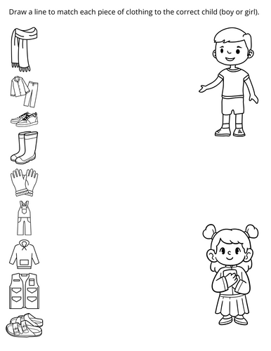 printable clothing boy and girl things activities worksheet for ...