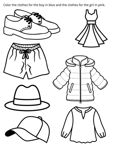 printable clothing boy and girl things activities worksheet for ...
