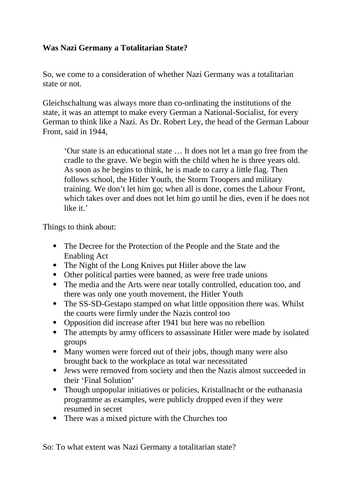 The Nazis Control of Germany | Teaching Resources