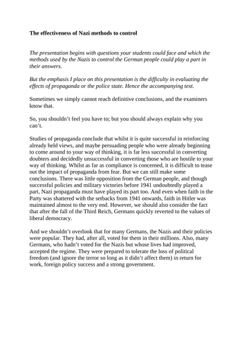 The Nazis Control of Germany | Teaching Resources
