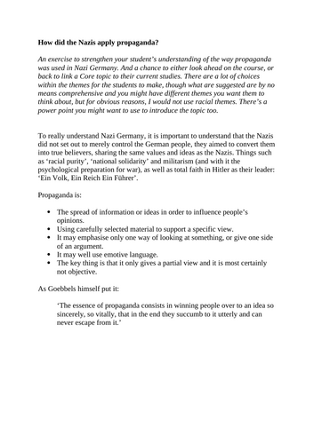 The Nazis Control of Germany | Teaching Resources