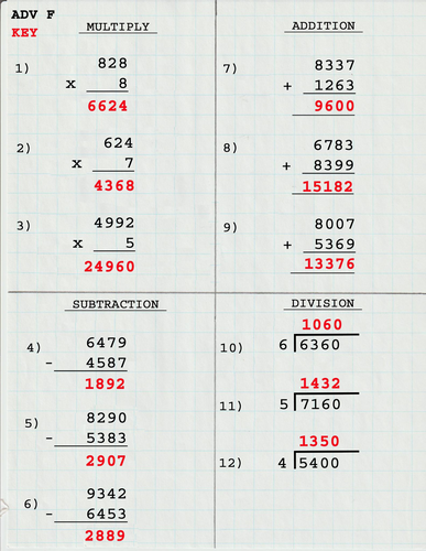 Ks2 Arithmetic Starters Teaching Resources