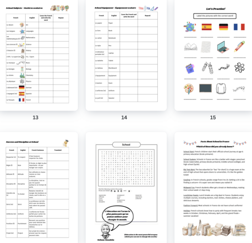 FRENCH New GCSE Vocab Workbook: School | Teaching Resources