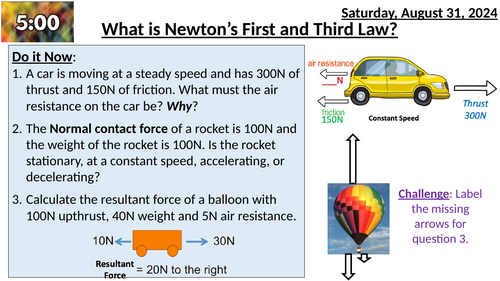 Newton's First and Third Laws (and Inertia) AQA GCSE Physics | Teaching ...