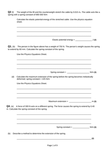Investigating Springs and Elastic Potential energy (AQA GCSE Physics ...