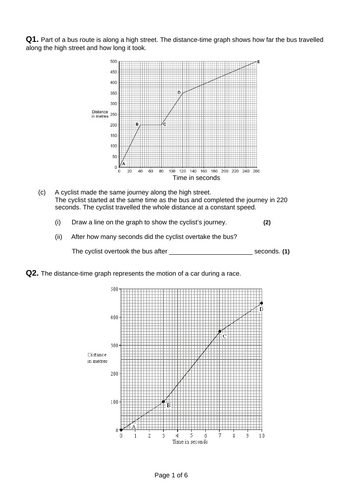 Distance-Time Graphs (AQA GCSE Physics) Lesson | Teaching Resources