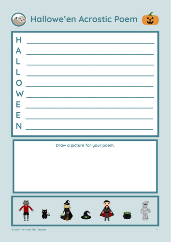 Hallowe'en Acrostic Poem Templates | Teaching Resources