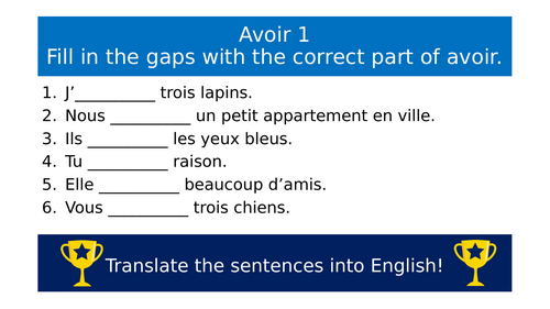Bundle - Avoir and être (reinforcement, cover, retrieval) | Teaching ...