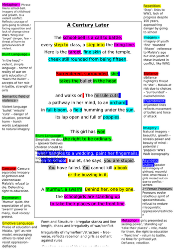 AQA Worlds and Lives - A Century Later Dharker | Teaching Resources