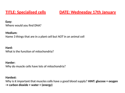 AQA GCSE Biology: B1 - Cell Biology | Teaching Resources