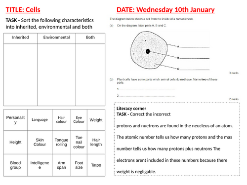 AQA GCSE Biology: B1 - Cell Biology | Teaching Resources