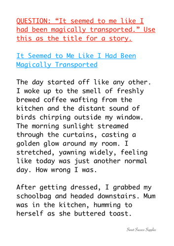 GCSE English Language 9-1: Creative Writing, Write A Story Sample ...