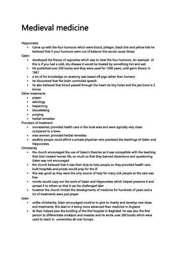 Health and the People - Medieval Medicine AQA GCSE | Teaching Resources