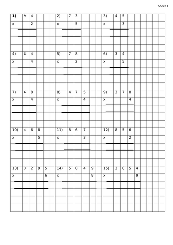 Multiplication Worksheets Functional Maths E1 to E3 | Teaching Resources