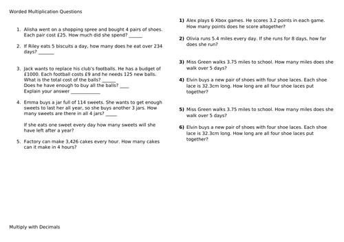 Multiplication Worksheets Functional Maths E1 to E3 | Teaching Resources