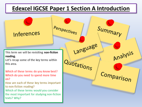 Edexcel IGCSE English Language Paper 1 | Teaching Resources