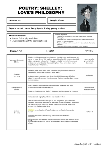Shelley - Love's Philosophy - AQA GCSE Anthology | Teaching Resources