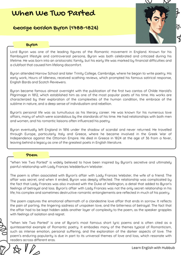 Byron - When We Two Parted - AQA GCSE Anthology | Teaching Resources