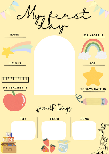 My first day - Template (PDF) | Teaching Resources