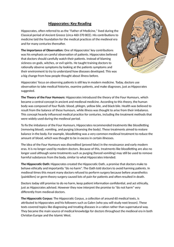 Hippocrates - GCSE History - AQA Britain: Health and the People (Lesson ...