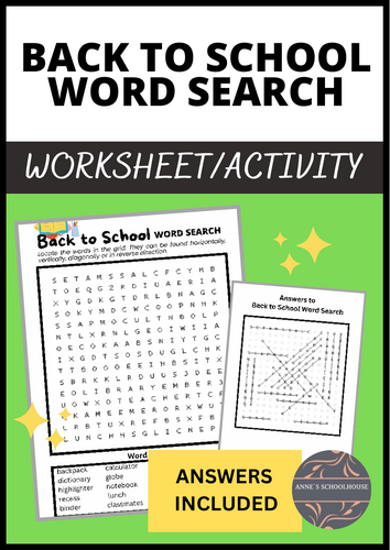 Back to School Word search for Middle School - The New School Year ...
