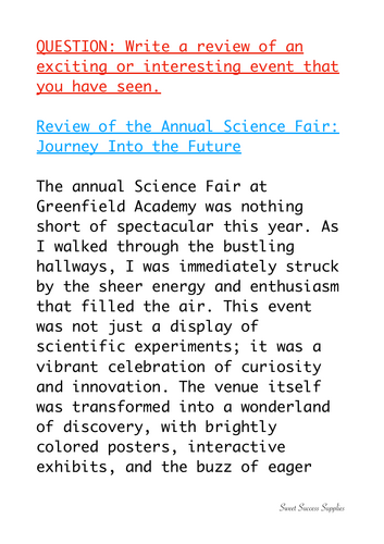 IGCSE English Language 9-1: Review Writing, Complete Sample Answer ...