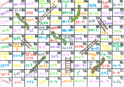 Maths snakes and ladders game | Teaching Resources
