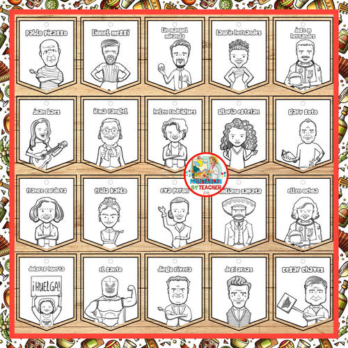 Hispanic Heritage Month biography coloring posters bulletin board-class ...