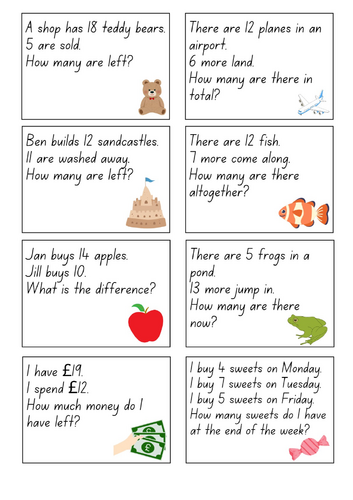 Add and Subtract within 20 - Word Problems | Teaching Resources