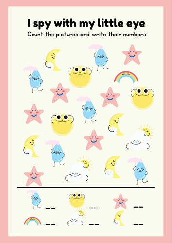 Colourful Counting Worksheet | I Spy With My Little Eye Activity ...
