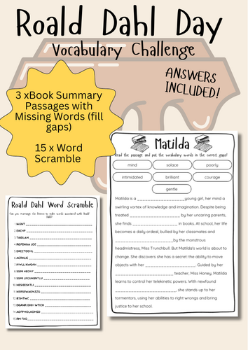 Roald Dahl Day English Vocabulary Activity - KS2 11+ SAT | Teaching ...