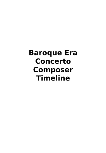 Baroque timeline activity worksheet | Teaching Resources