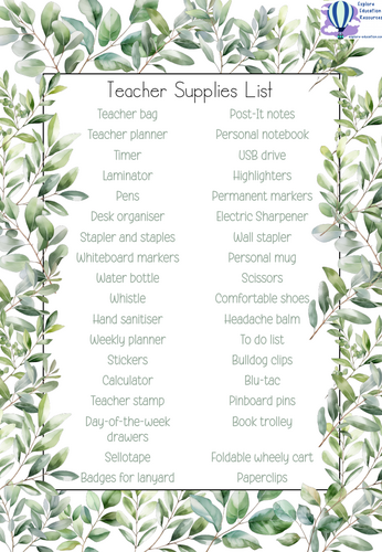 Teacher and Classroom Supplies Checklist | Teaching Resources