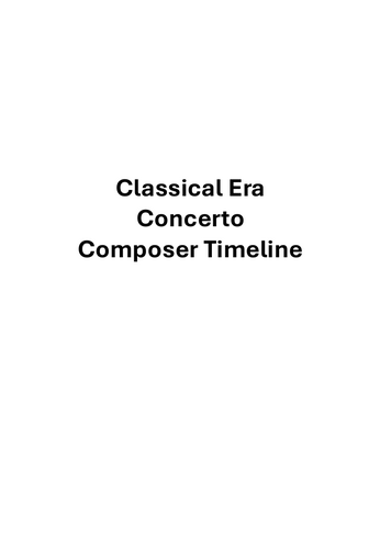 Classical Era Concerto Composer Timeline | Teaching Resources