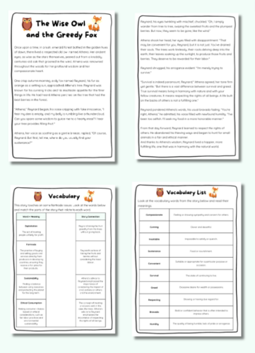 Fairtrade Fortnight English Fable Reading Comprehension and Writing ...