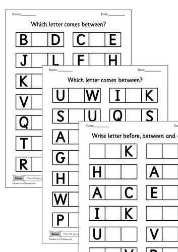 Uppercase Learning Before After Between Letter Activity Practice ...