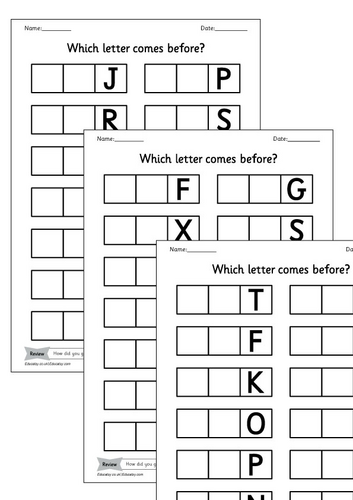 Uppercase Learning Before After Between Letter Activity Practice ...