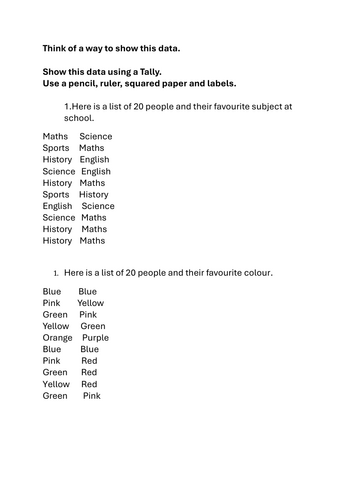 Y8/9 SEN -Data collecting, Frequency tales, tally charts and Pictograms ...