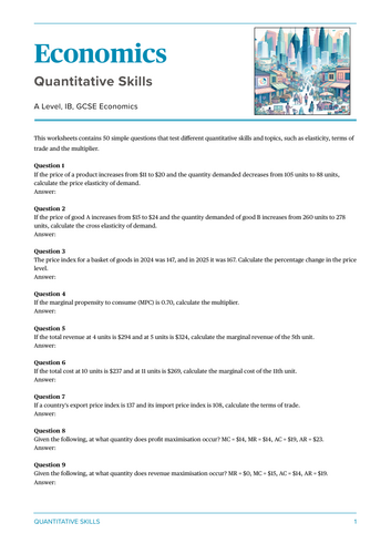 Quantitative Skills (Economics) Worksheet | Teaching Resources