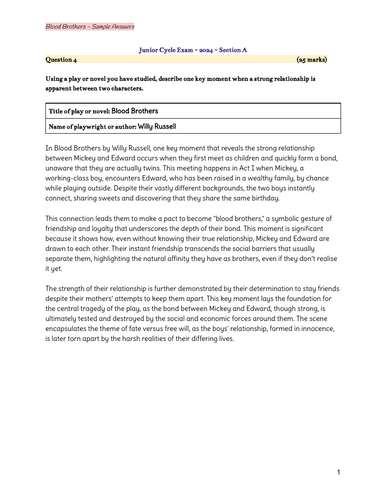 Blood Brothers - Junior Cycle - Teaching Bundle | Teaching Resources