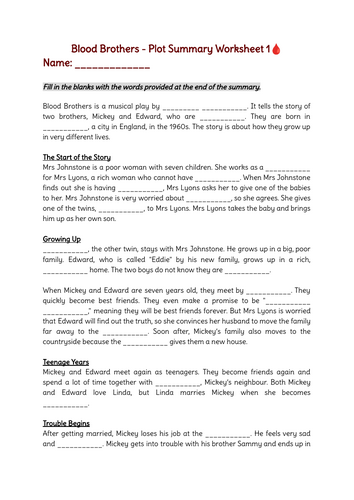 Blood Brothers - Junior Cycle - Teaching Bundle | Teaching Resources