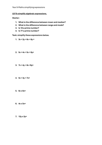 Expanding and simplifying and factorising algebraic expressions ... Expanding and simplifying and factorising algebraic expressions ...