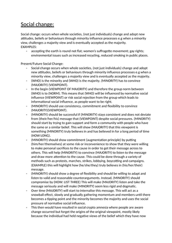 AQA ALEVEL PSYCHOLOGY - Social Influence: Social Change | Teaching ...